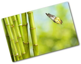 Wallmuralia Deska na krájení skleněná Bambus a motýl 80x52 cm