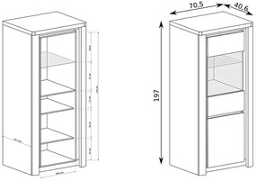 Casarredo Vitrína vysoká LABRO dub ribbeck/bílá lesk