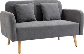 HOMCOM 2-místná pohovka s 2 polštáři, měkká pohovka s jemným potahem, opěradlem, ideální do obývacího pokoje či ložnice, 130 x 70 x 80 cm, šedá | Aoso