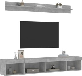 5dílná obývací stěna s LED betonově šedá kompozitní dřevo 3216685