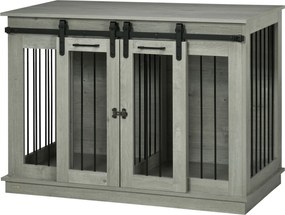 PawHut Psí Obojek s Možností Dvou Místností, Moderní Kovový Box pro Psy s 2 Dveřmi, Psí Dům pro Velké Psy do 30 kg, Psí Dům 120 x 60 x 88,5 cm Šedý |