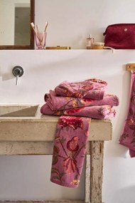 Pip Studio ručníky z bavlněného froté Secret Garden, mauve (Luxusní ručníky z bavlněného froté v designu Secret Garden v barvě mauve)