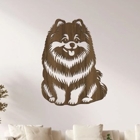 dřevo života Dřevěný obraz psa Pomeranian Zvolte rozměr (cm): 30x40, Zvolte barvu dekoru: Ořech