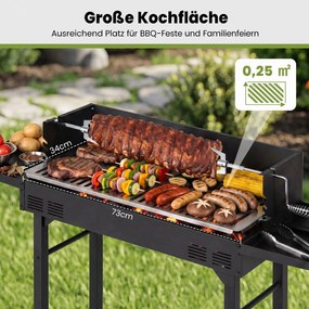 Costway Gril na dřevěné uhlí venkovní přenosný kempingový gril s integrovaným