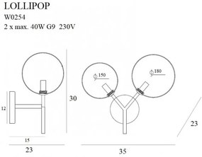 Maxlight W0254 Nástěnné svítidlo LOLLIPOP zlaté + čiré sklo