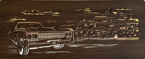Li-Go "Oldsmobile" světelný obraz 230V 120x50 cm provedení povrchu: ořech