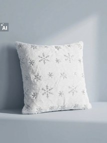 Sinsay - Dekorativní povlak na polštář s flitrovými sněhovými vločkami - sříbrná