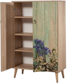 Dřevěná skříň Ananias Flower, výška 127 cm