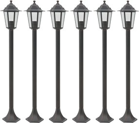 vidaXL Zahradní sloupové lampy 6 ks E27 110 cm hliníkové [44215] Barva: Bronzová