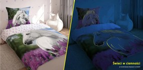 Detexpol Svítící ve tmě ložní prádlo 140x200 Koně bílí v levandulovém poli 2722 C 7044