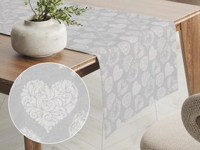 Biante Dekorační běhoun na stůl PML-071 Srdce s ornamenty na šedém 35x140 cm