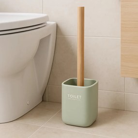 WC kartáč Liso, mátová/s dřevěnými prvky