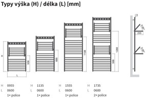 Isan Flexi s háčky 1735 x 600 mm koupelnový radiátor bílý