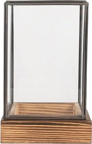 Dekorační skleník/ vitrína s dřevěným podstavcem Pallas - 12*12*19 cm