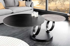 Moderní keramický otočný konferenční stolek Dancing Rings Šedá 80-134cm