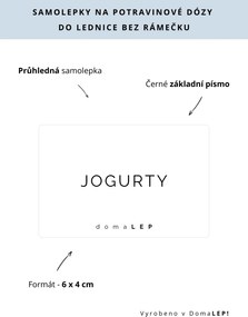 JOGURTY - Samolepka na dózy do lednice, 6 x 4 cm