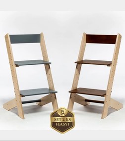 Lucas Wood Style - rostoucí židle EASY LINE zvýhodněný set 2 ks -  šedá + ořech