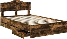 Rám postele s čelo Kouřový dub 135 x 190 cm Inženýrské dřevo 3413016