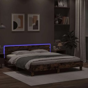 Rám postele s čelem a LED osvětlením kouřový dub 160 x 200 cm 3207536