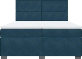 Box spring postel s matrací modrá 200 x 200 cm samet 3291000
