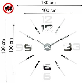 Veľké zrkadlové nalepovacie hodiny 130 cm