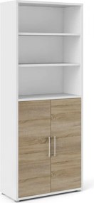 Skříň Modulo 89 x 40 x 221,5 cm, dveře dřevo, bílá / dub sonoma