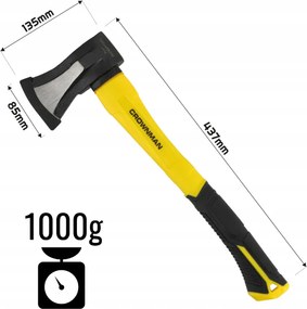 CROWNMAN Štípací sekera na dřevo 1000g 45cm silná hlava z uhlíkové oceli