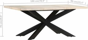 Jídelní stůl 180 x 90 x 76 cm masivní bělené mangovníkové dřevo 285964