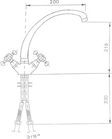 Reitano Rubinetteria ANTEA stojánková dřezová retro baterie, výška 265mm, zlato 3115