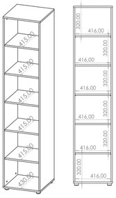 MAXIONE c | regál R 45 MX-08 | 45 cm | černá mat