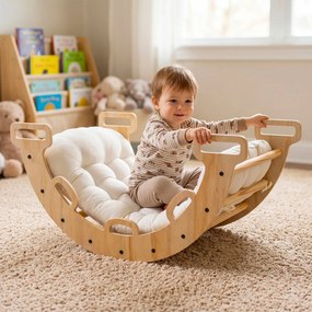 Costway Lezecký oblouk dřevěný Montessori lezecký rocker s měkkým polštářem