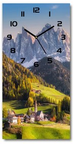 Wallmuralia Nástěnné hodiny Městečko v horách 30x60 cm