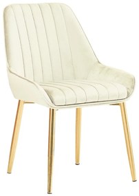 Jídelní židle LUXURY - látka Velvet, zlatý chrom / béžová