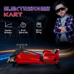 HOMCOM Dětský elektrický Go-Kart 12V 3-8km/h Drift Kart s drift módem, pomalým startem, Go-Kart s osvětlením a hudbou, bezpečnostním pásem pro děti v…