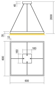 Redo 01-2903 závěsné LED svítidlo stmívatelné Febe pískově černé, 40W, 3000K, 60cm