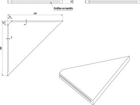Sapho Sapho, ABELINE rohová police Rockstone 200x200mm, černá attica, AE200-0598