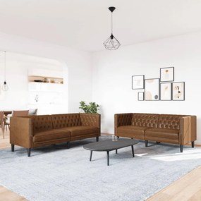 2dílná sedací souprava Chesterfield hnědá umělá semišová kůže 3209280