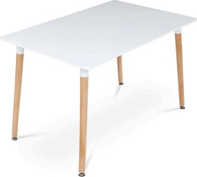 Jídelní stůl, dřevěné nohy, MDF / kovová kostrukce – bílý matný lak (120 x 80) cm