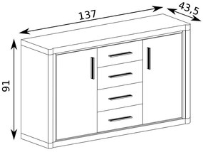 DALLAS s | komoda D5 | 137 cm | sonoma