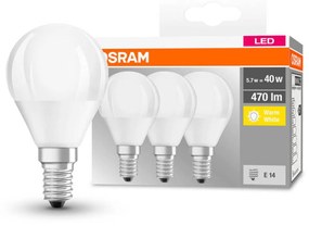OSRAM LED kapka E14 P40 4,9W 2 700K 470lm 3ks