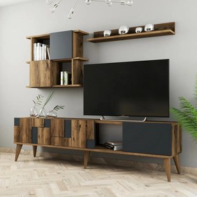 Televizní stěna Madrid Anthracite and Walnut