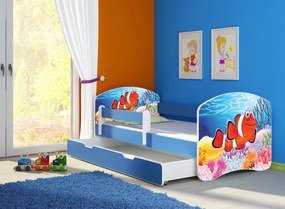 Dětská postel - Rybka 2 180x80 cm + šuplík modrá