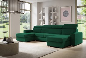 Eka Rohová sedačka ADELA U, 325 cm Barva látky: Smaragdově zelená (Kronos 19)