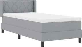 Postel s boxspringem s čelo Světle šedá 200 x 90 cm textil 3341146