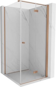 Mexen Mist-F T, 1-křídlý ​​skládací sprchový kout pravý 120 x 110 cm, čiré sklo, měděný matný profil, 8A6T-120-110-65-00-P