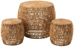 Set odkládací stolek a 2stoličky s výpletem z vodního hyacintu Maurice - Ø76*63cm