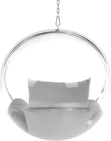 Kondela Závěsné křeslo, transparentní/stříbrná/šedá, BUBBLE NEW TYP 1