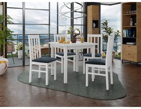 Rozkládací jídelní stůl se 4 židlemi AL14, Barva dřeva: bílá-L, Potah: Hygge D20