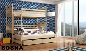 Patrová postel SEWERYN 80x180 cm s přistýlkou a úložným prostorem