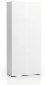PLAN Kancelářská šatní skříň SEGMENT, 2 police, šatní tyč, 840 x 370 x 1880 mm, bílá